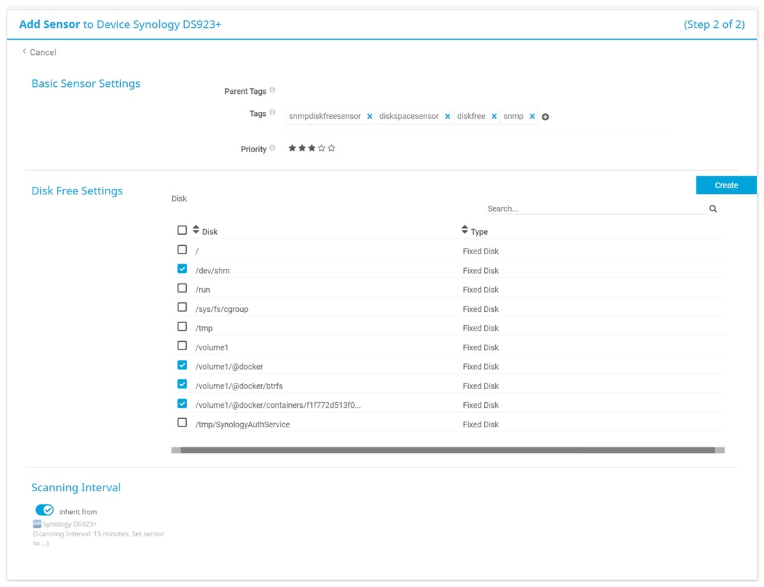 Monitoring disk usage on Synology NAS with PRTG