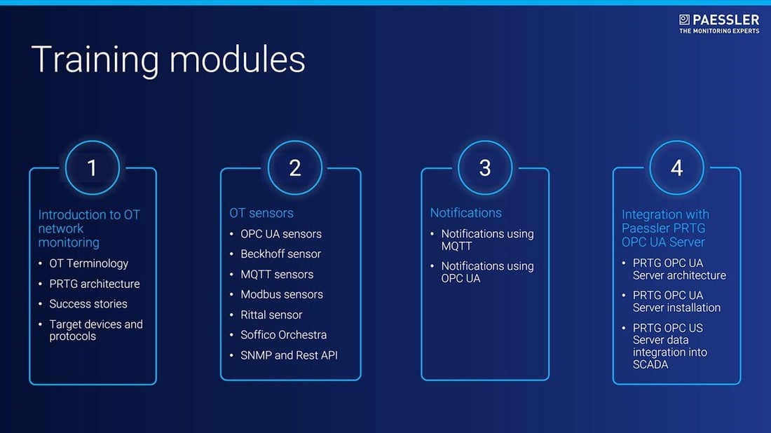 Discover what you can learn in Paessler's OT monitoring training