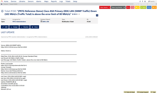 A New Feature Was Assigned to You in PRTG: Ticket System Keeps Track of ...